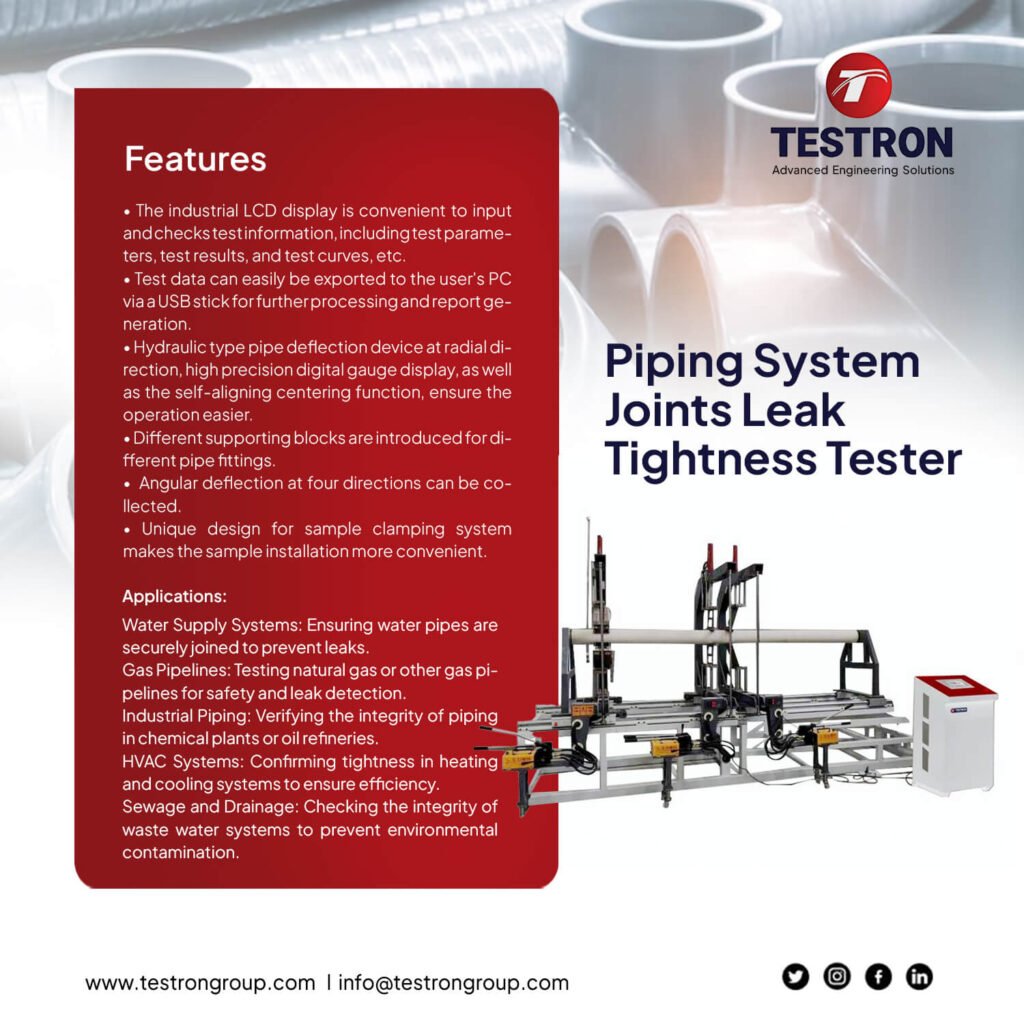 Piping System Joints Leak Tightness Tester | Testron Group